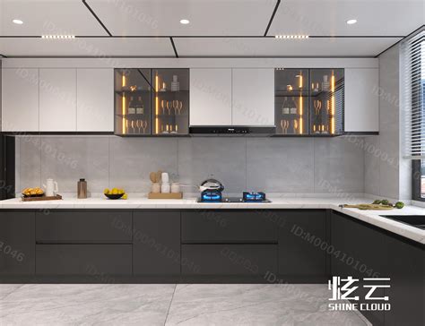 3d模型 现代蜂窝大板厨房模型 M0004101046 炫云云模型网