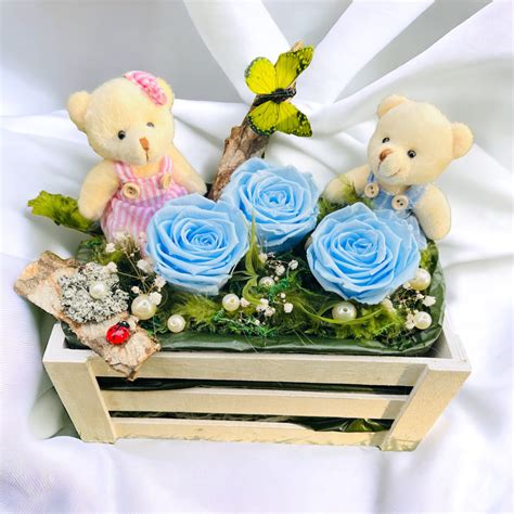 Сини естествени вечни рози