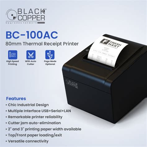 Black Copper Bc 100ac Mini Pos Thermal Receipt Printer Mustafa
