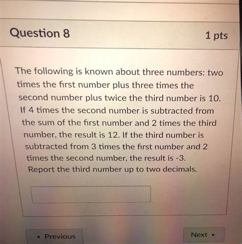 Solved Question 8 1 Pts The Following Is Known About Three Chegg Com