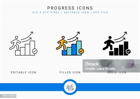 진행 아이콘은 솔리드 아이콘 선 스타일로 벡터 일러스트레이션을 설정합니다 비즈니스 개발 개념 개념에 대한 스톡 벡터 아트 및 기타 이미지 Istock