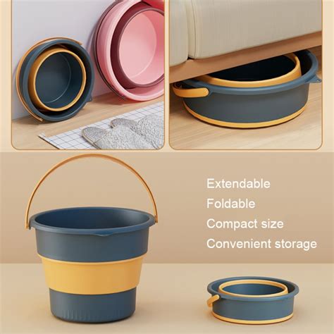 대형 17l 접는 두꺼운 휴대용 플라스틱 양동이 야외 낚시 배럴 자동차 여행 워시 배럴 흰색 회색