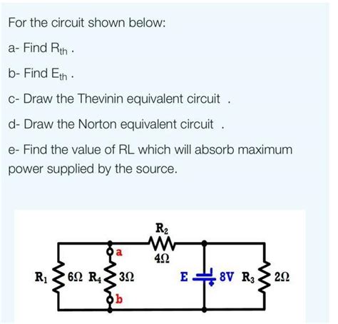 Solved For The Circuit Shown Below A Find Rth B Find Eth Chegg Com