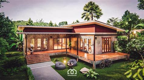 แบบบ้านชั้นเดียวสไตล์โมเดิร์น ลักษณะบ้านออกแบบหลังคาทรงแหงน