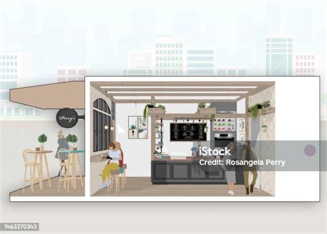 3d 개념 커피숍 카페테리아 렌더링된 고도 원근법 평면도 벡터 다채로운 그림 상점에 대한 스톡 사진 및 기타 이미지 상점