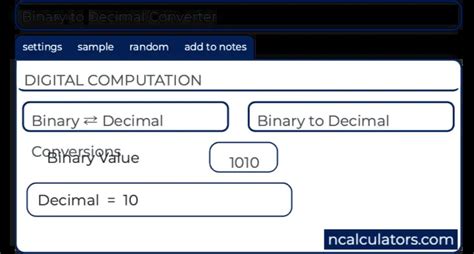 Binary Decimal Converter With Steps