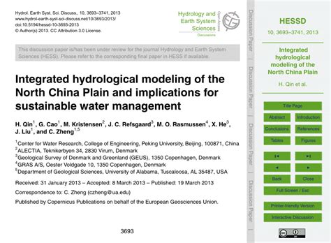 Pdf Integrated Hydrological Modeling Of The North China Plain And Implications For Sustainable