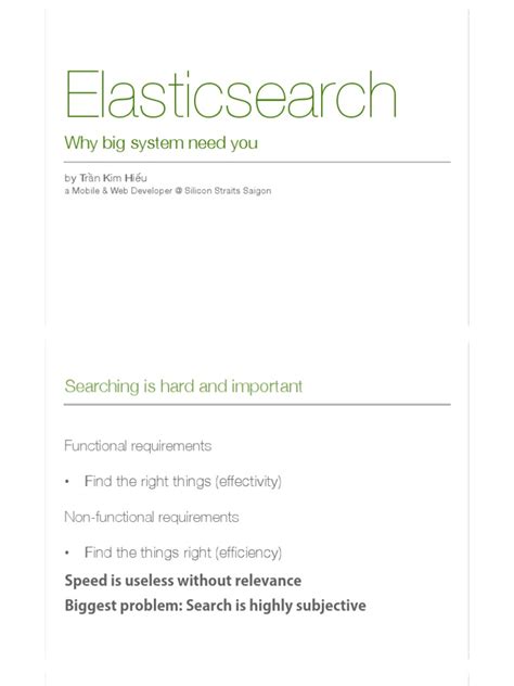 Elasticsearch Why Big System Need You Pdf Json Software Engineering