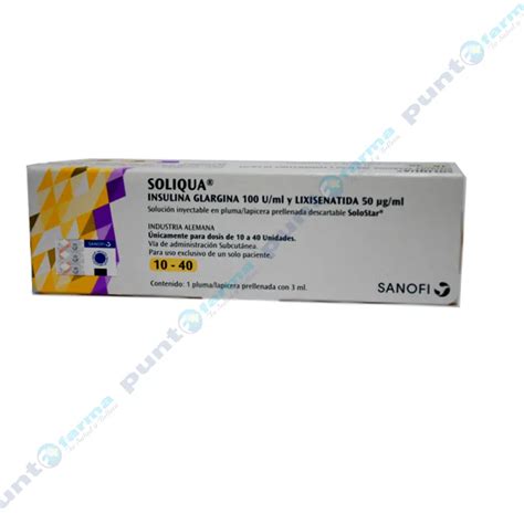 Soliqua 10 40 Insulina Glargina 100 U Ml Lixisenatida 50 Ug Ml Caja De 1 Jeringa Prellenada