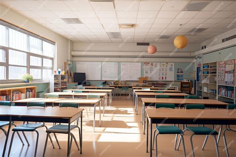 Full Frame Studio Shot Empty Classroom Front View Collage Premium Ai