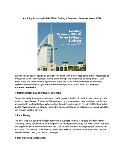 PPT Avoiding Common Pitfalls When Selling A Business Lessons From A CEO PowerPoint