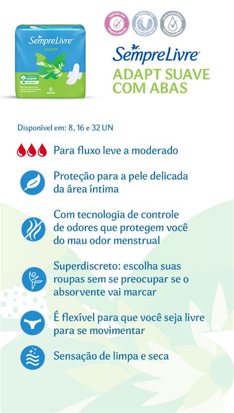 Absorvente Sempre Livre® Especial Adapt® Suave Com Abas Sempre Livre