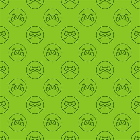Video Game Controller In Circle Vector Joypad Linear Green Seamless