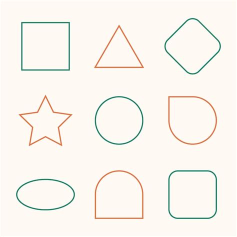 Vetor De Conjunto De Formas Geométricas De Linha Básica Plana Colorida