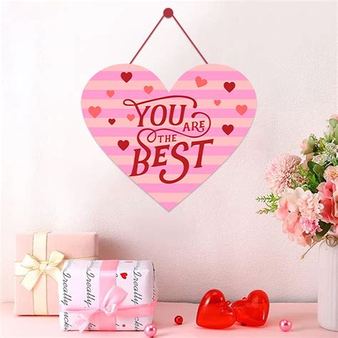 Hbbkvi Valentines Day Door Decoration Sign Wooden Hanging Welcome Sign