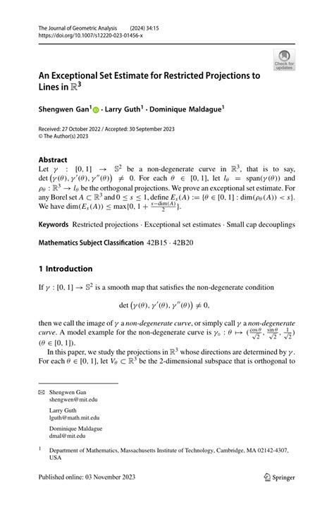 Pdf An Exceptional Set Estimate For Restricted Projections To Lines In Mathbb R 3