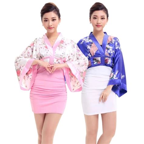 New8265 Short Kimono Dress Satin Fabric Sakura Japanese Urgent Delivery Available Grab Shopee