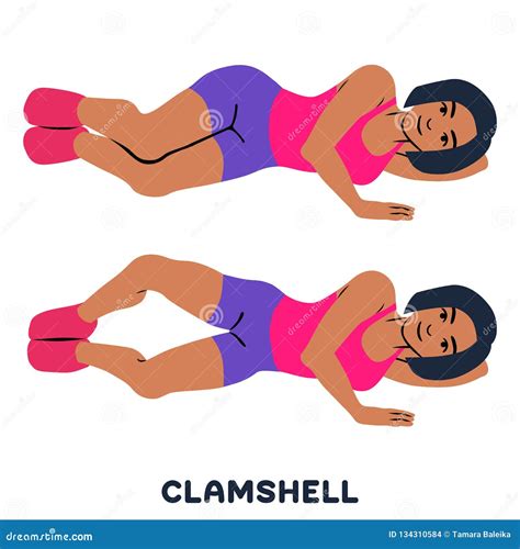 Clamshell Sport Exersice Silhouettes Of Woman Doing Exercise Stock