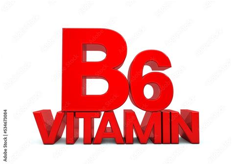 Vitamin B6 letter in red isolated on white background. Vitamin B6 3d ...