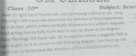 Class 10th Subject Scienstate I Right Hand Thumb Rule And Ii Fl Class 10th Subject Scienstate I Right Hand Thumb Rule And Ii Fl