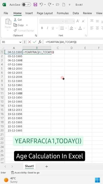 How To Calculate Age In Excel Unique Formula Excel Exceltricks