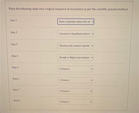 Solved Place The Following Steps Into A Logical Sequence Of Chegg Com