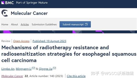 Mol Cancer丨综述食管鳞癌放疗抵抗机制和逆转策略 知乎