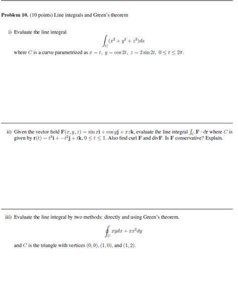 Solved Problem Points Line Integrals And Green S Chegg