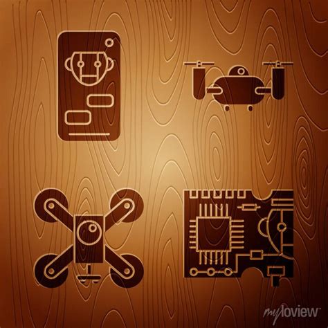 Set Printed Circuit Board Pcb Drone Flying With Action Posters For The Wall Posters Air