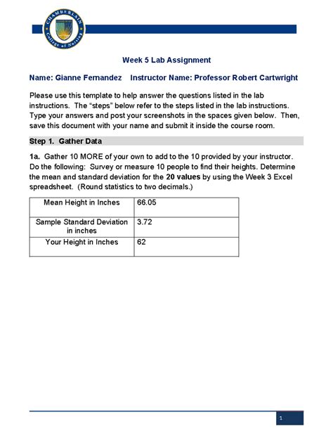 Week 5 Lab Assignment Week 5 Lab Assignment Name Gianne Fernandez