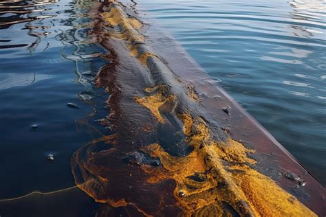 Oil Leak From Ship Oil Spill Pollution Polluted Water Surface Water