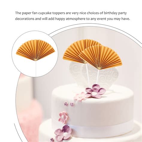 Dytern Birthday 16pcs Paper Fan Cake Topper Birthday Cake Picks Cake Inserts Decorations Cupcake
