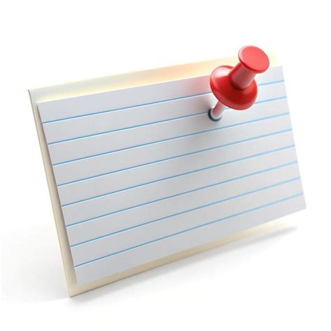 3d Iilustration Of Index Card And Push Pin Isolated On White Background 3d Iilustration Of Index Card And Push Pin Isolated On White Background