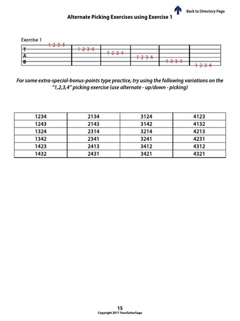 15 Alternate Picking Exercises Using Exercise 1 Pdf Pdf