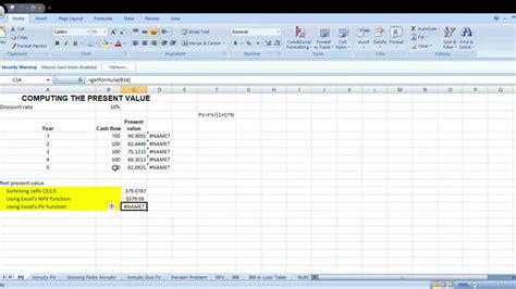 Present Value Calculation By Using Microsoft Excel YouTube