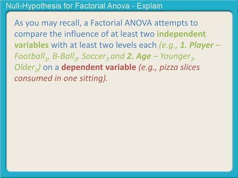Null Hypothesis For A Factorial Anova Pptx