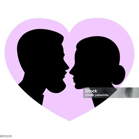 하트 프레임에 여자와 젊은 남자를 얼굴을 맞대고 벡터 그림입니다 검은색에 대한 스톡 벡터 아트 및 기타 이미지 검은색 기혼 남성 Istock