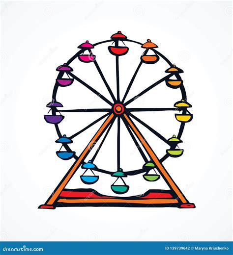 Ferris Wheel Vector Drawing Stock Vector Illustration Of Motion