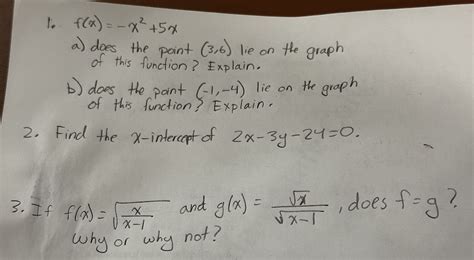 solved 1 f x −x2 5x a dees the point 3 6 lie on the