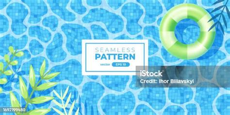 여름 수영장 벡터입니다 수영 반지 팽창식 고무 원형 공 평면도 여름 배경입니다 배너 또는 포스터 판매 템플릿입니다 심플한 만화 디자인 현실적인 물 3d 그림 Eps10