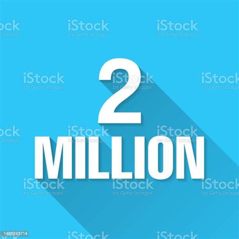 2 백만 파란색 배경에 아이콘 긴 그림자가 있는 평면 디자인 2에 대한 스톡 벡터 아트 및 기타 이미지 2 3차원 형태 개념 Istock