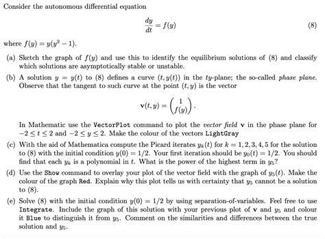 Solved Consider The Autonomous Differential Equation