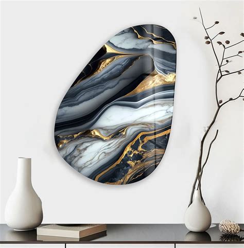 Asymmetrical Oval White Black Marble Art Abstract Decor Myphotostation