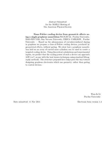 Pdf Nano Peltier Cooling Device From Geometric Effects Using A Single Graphene Nanoribbon