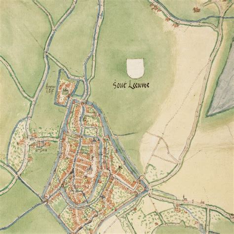 Jacob Van Deventer Map Of Zoutleeuw C 1550 Brussels Kbr Download