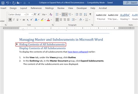 hide or show parts of a microsoft word document ibruk