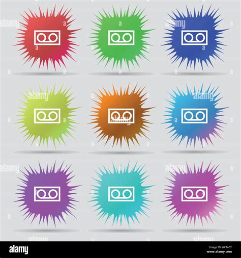 Audio Cassette Icon Sign A Set Of Nine Original Needle Buttons Vector Stock Vector Image And Art
