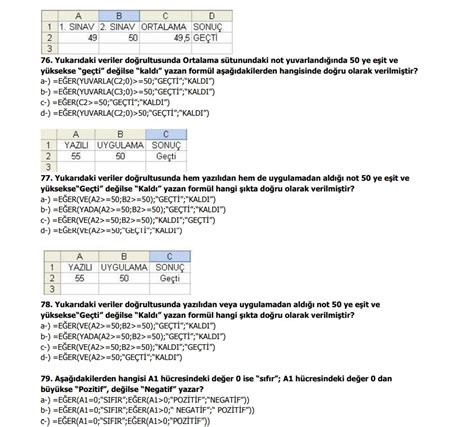 excel test soruları web tasarım and programlama