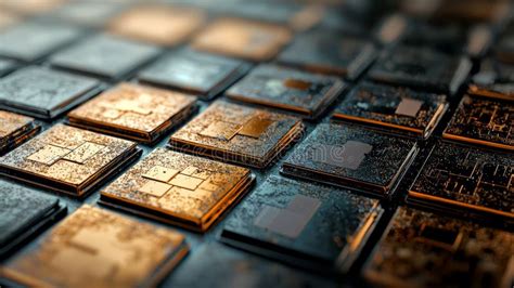 Close Up Of A Grid Of Microchips Showcasing Their Intricate Circuitry