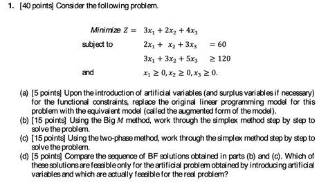 Solved 1 40 Points Consider The Following Problem